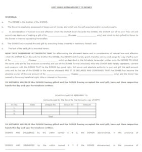 Gift Deed Format For Cash - An Easy Guide » Shreeyansh Legal